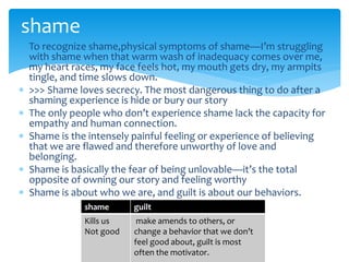 gift of imperfection (facts, points to remember, guide) | PPTX