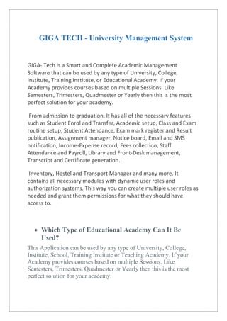 GIGA TECH - Academic Management System. | PDF