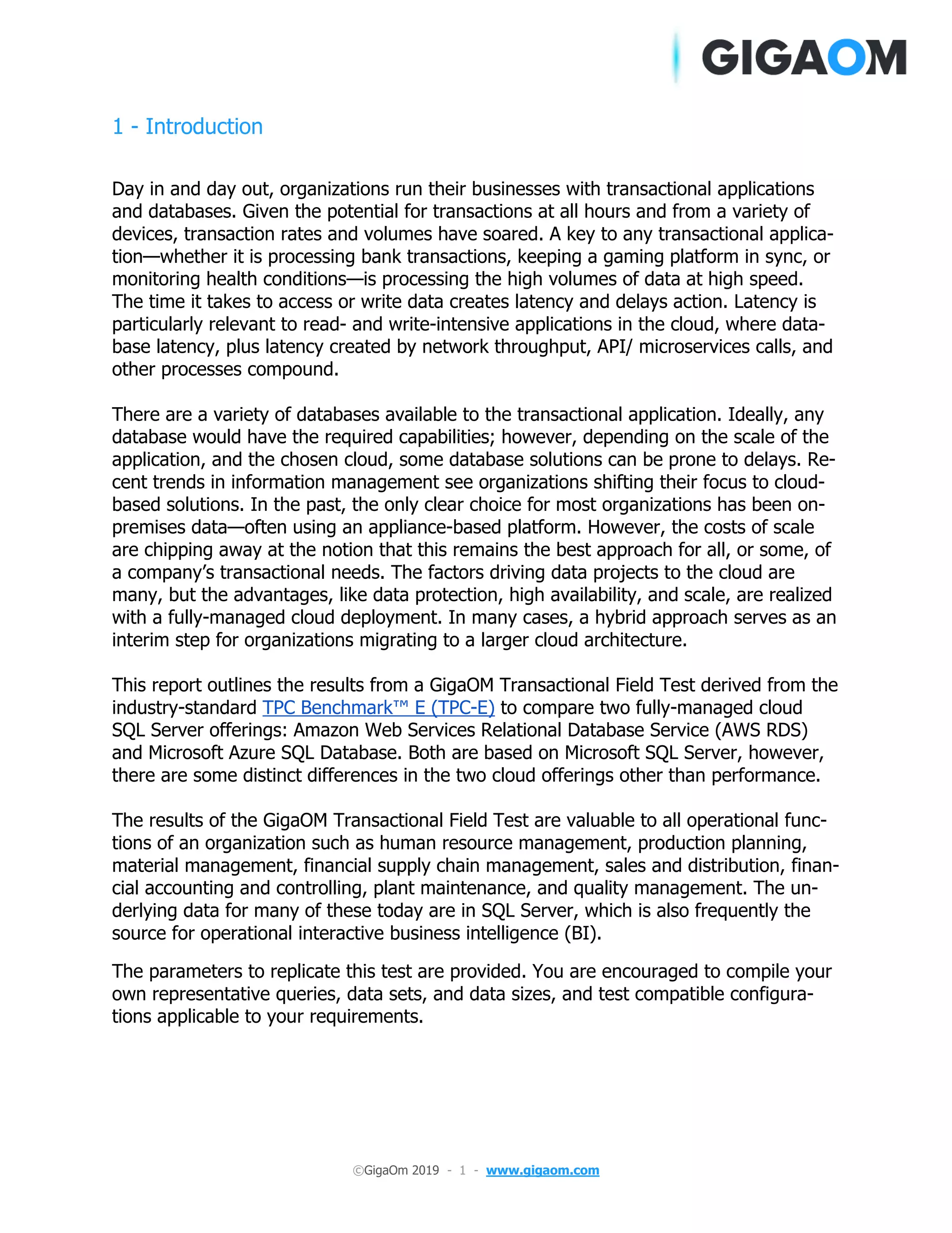 SQL in the cloud performance benchmarks | PDF | Databases | Computer Software and Applications