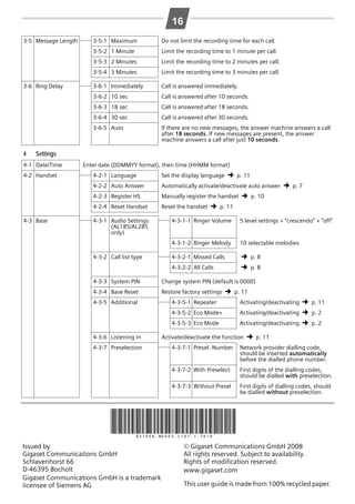 Gigaset al180 al185 telephone manual | PDF