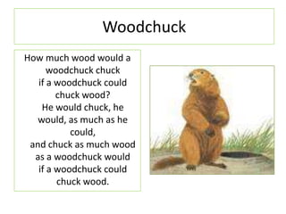 Tongue Twisters Woodchuck
