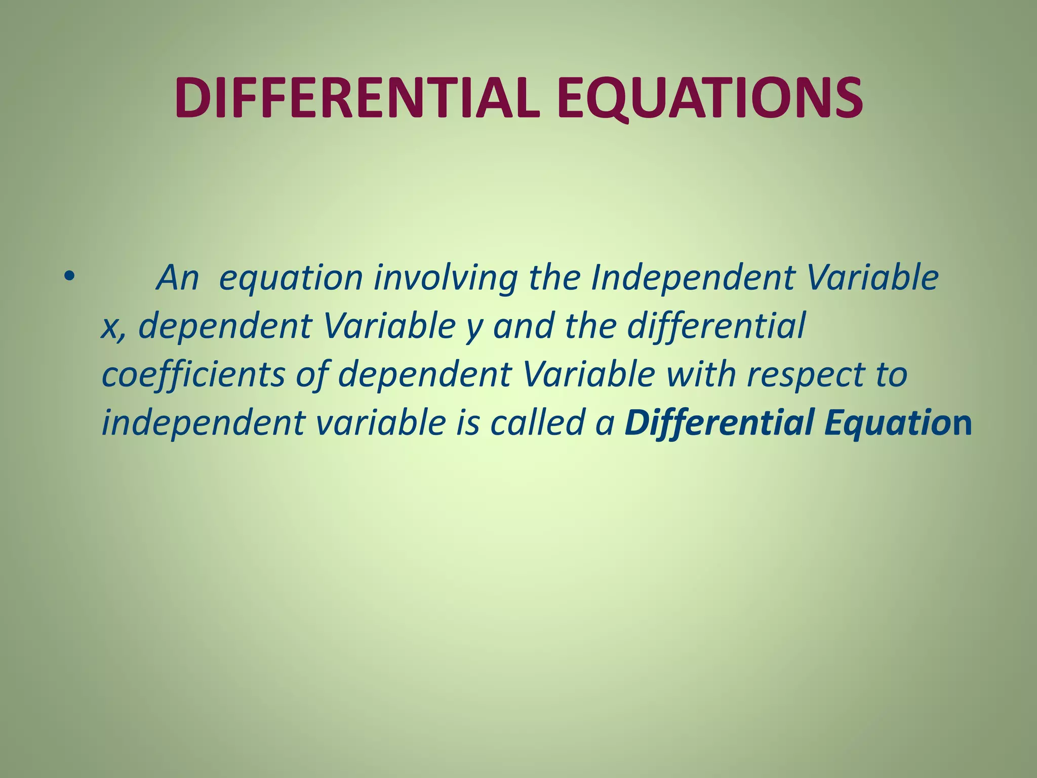 Differential equations | PPTX