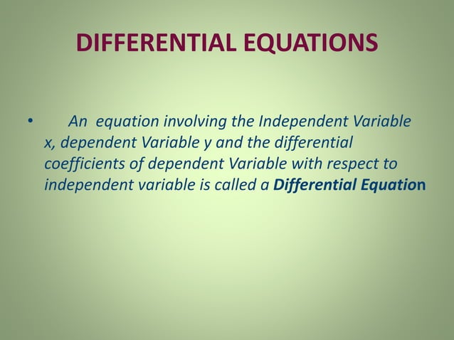 Differential equations | PPTX | Physics | Science