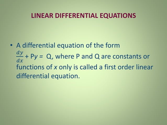 Differential equations | PPTX | Physics | Science