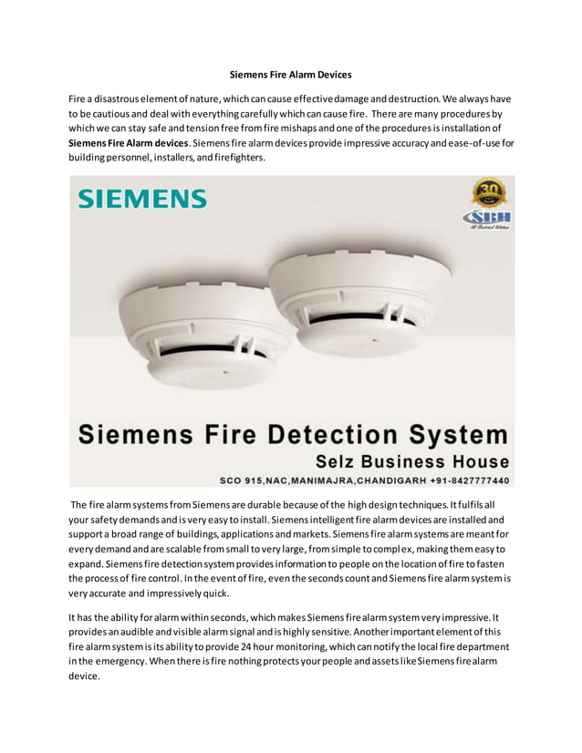 Siemens fire alarm | DOCX