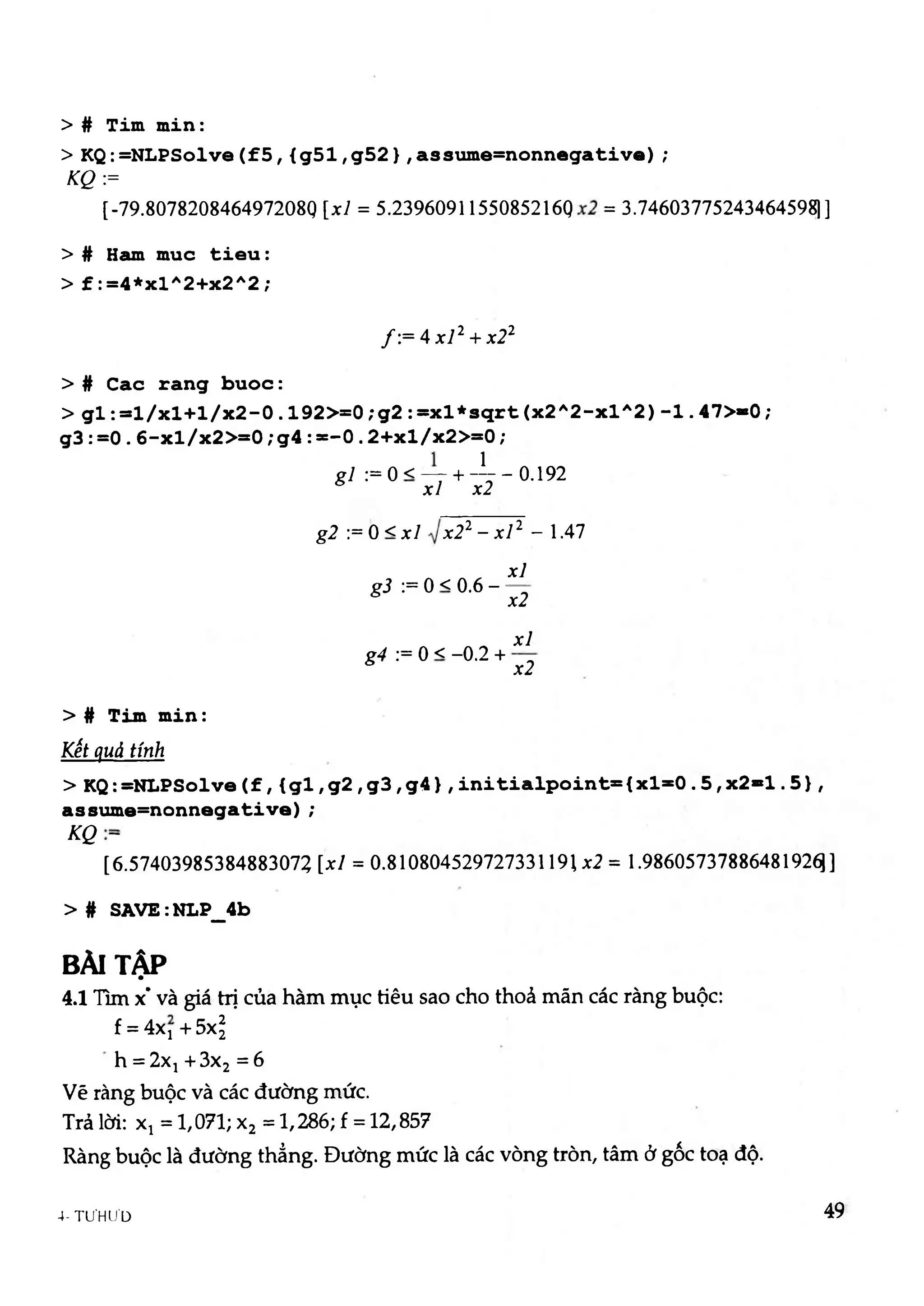 Giải bài toán tối ưu hóa ứng dụng bằng MATLAB - Maple - Tối ưu hóa tĩnh và điều khiển tối ưu ...
