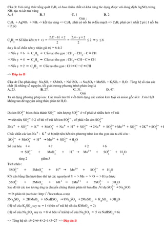 Với công thức tổng quát C4Hy, chất nào tác dụng với AgNO3 trong NH3 tạo kết tủa vàng?