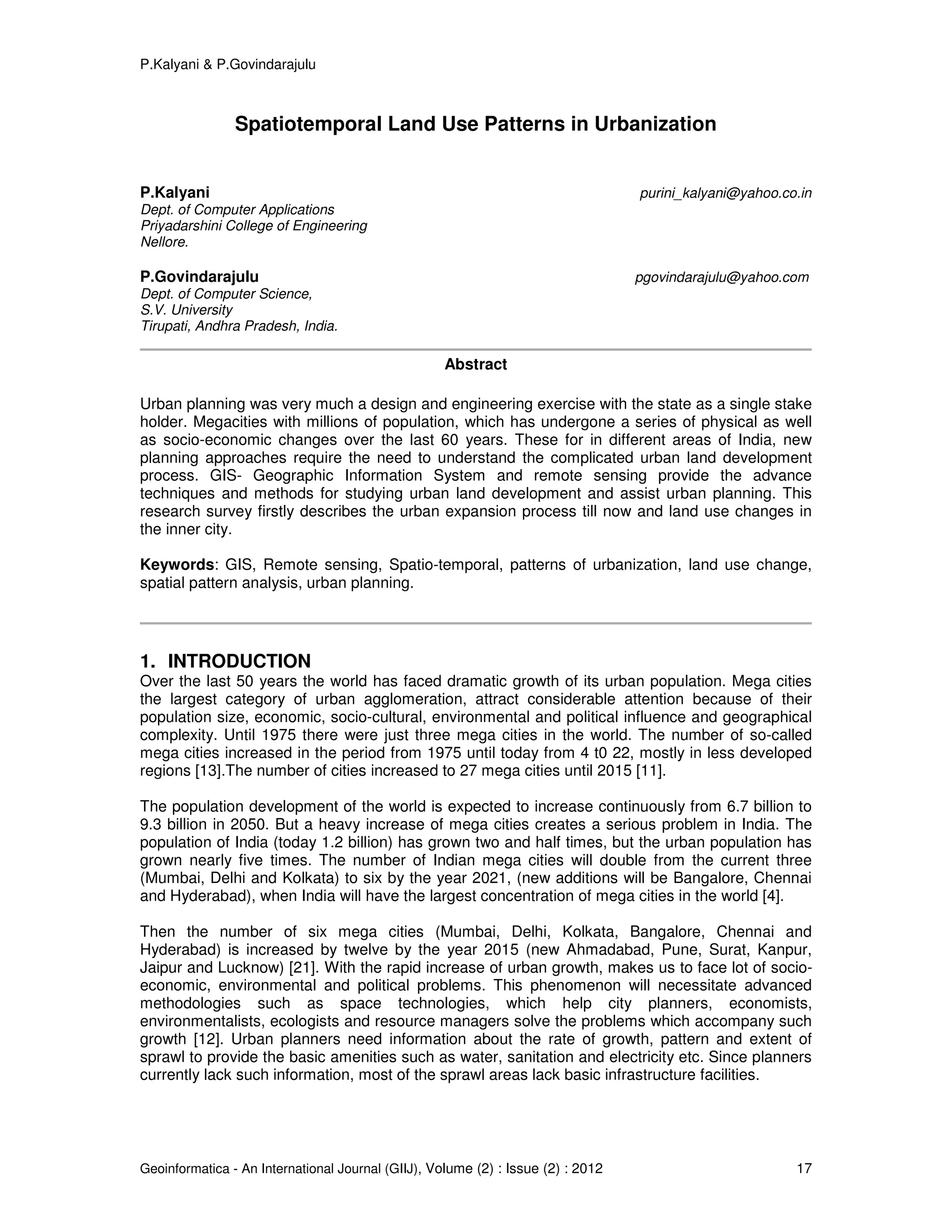 Spatiotemporal Land Use Patterns In Urbanization Pdf