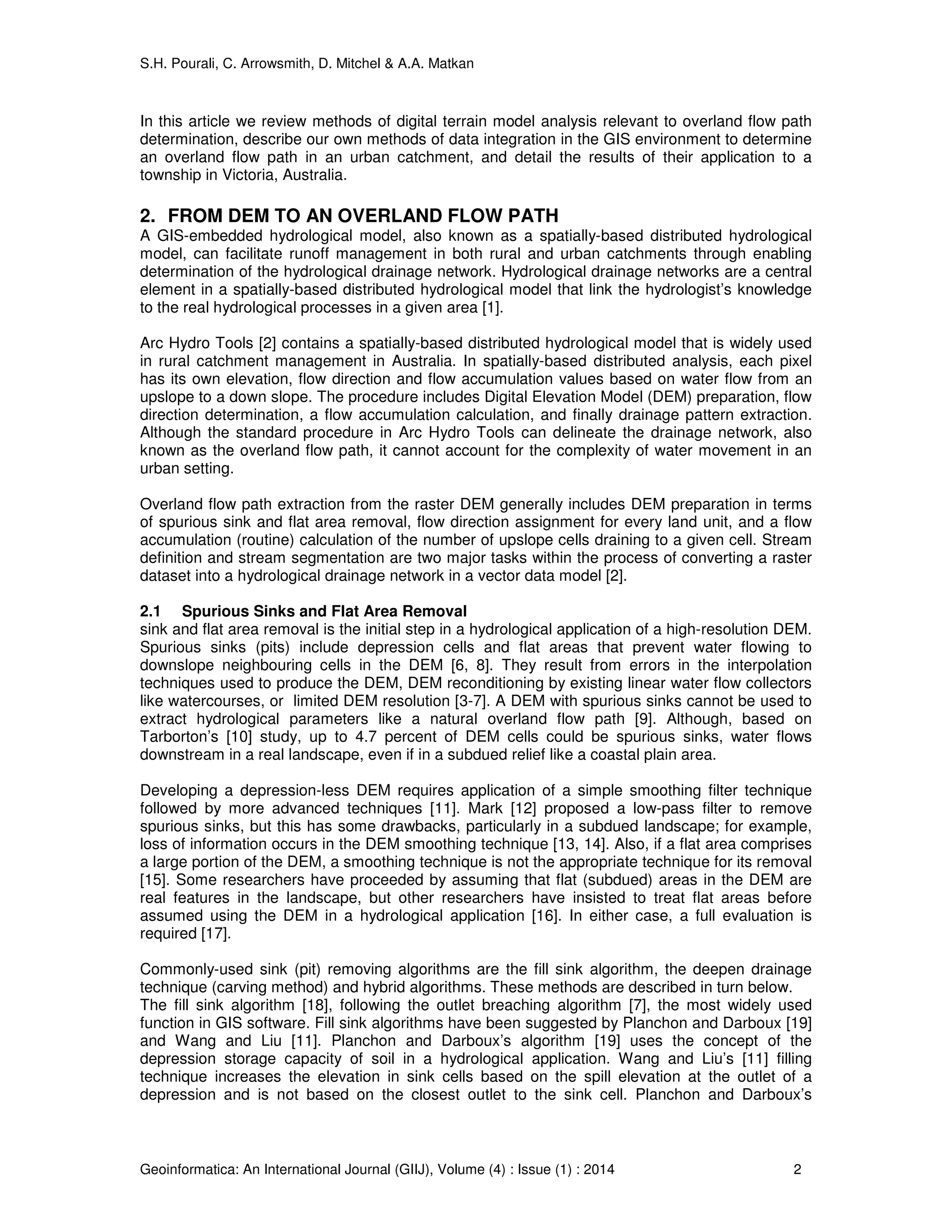 Modelling An Overland Water Flow Path In An Urban Catchment Using GIS | PDF