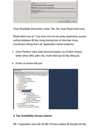 Giải pháp always on trong sql server 2012 | PDF