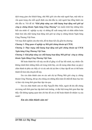 Giải Pháp Nâng Cao Chất Lượng Hoạt Động Môi Giới Chứng Khoán Tại Công Ty | PDF
