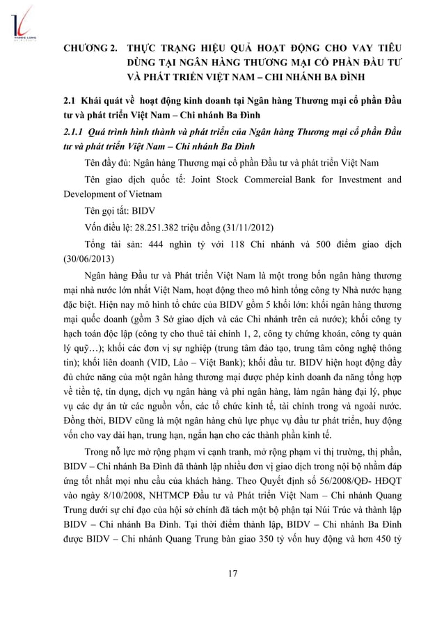 Giải pháp nâng cao hiệu quả hoạt động cho vay tiêu dùng tại ngân hàng thương mại cổ phần đầu tư ...