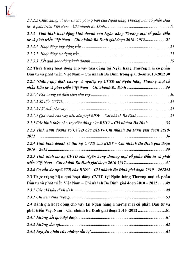 Giải pháp nâng cao hiệu quả hoạt động cho vay tiêu dùng tại ngân hàng thương mại cổ phần đầu tư ...