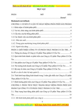 Giải pháp nâng cao hiệu quả hoạt động phân phối thực phẩm của công ty cổ phần thực phẩm cj cầu ...