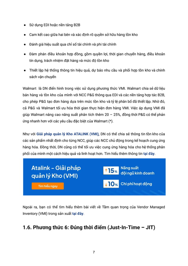 Giải pháp tối ưu hàng tồn kho cho Doanh nghiệp: Phối hợp cùng Nhà cung cấp_Atalink | PDF