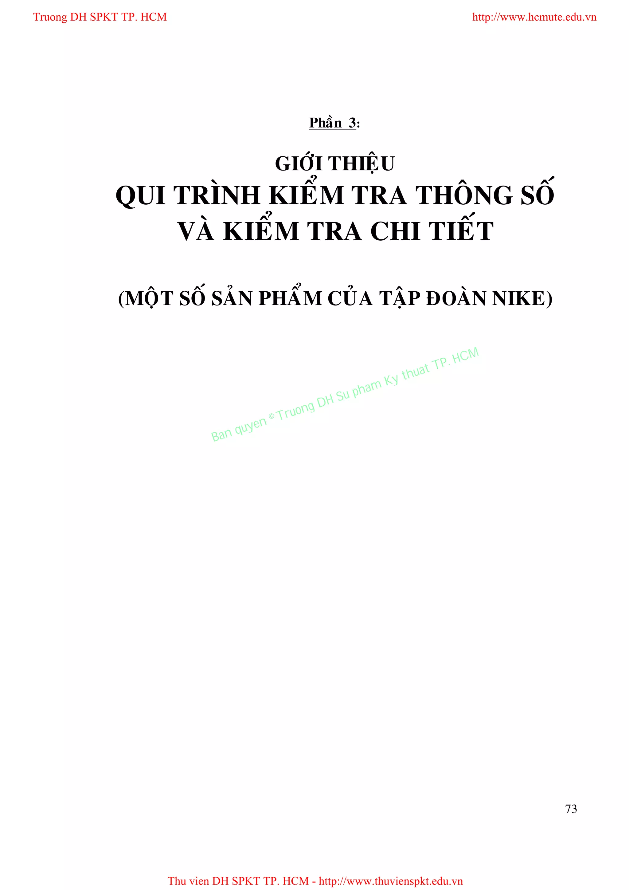 Giới thiệu quy trình kiểm tra thông số và chi tiết | PDF