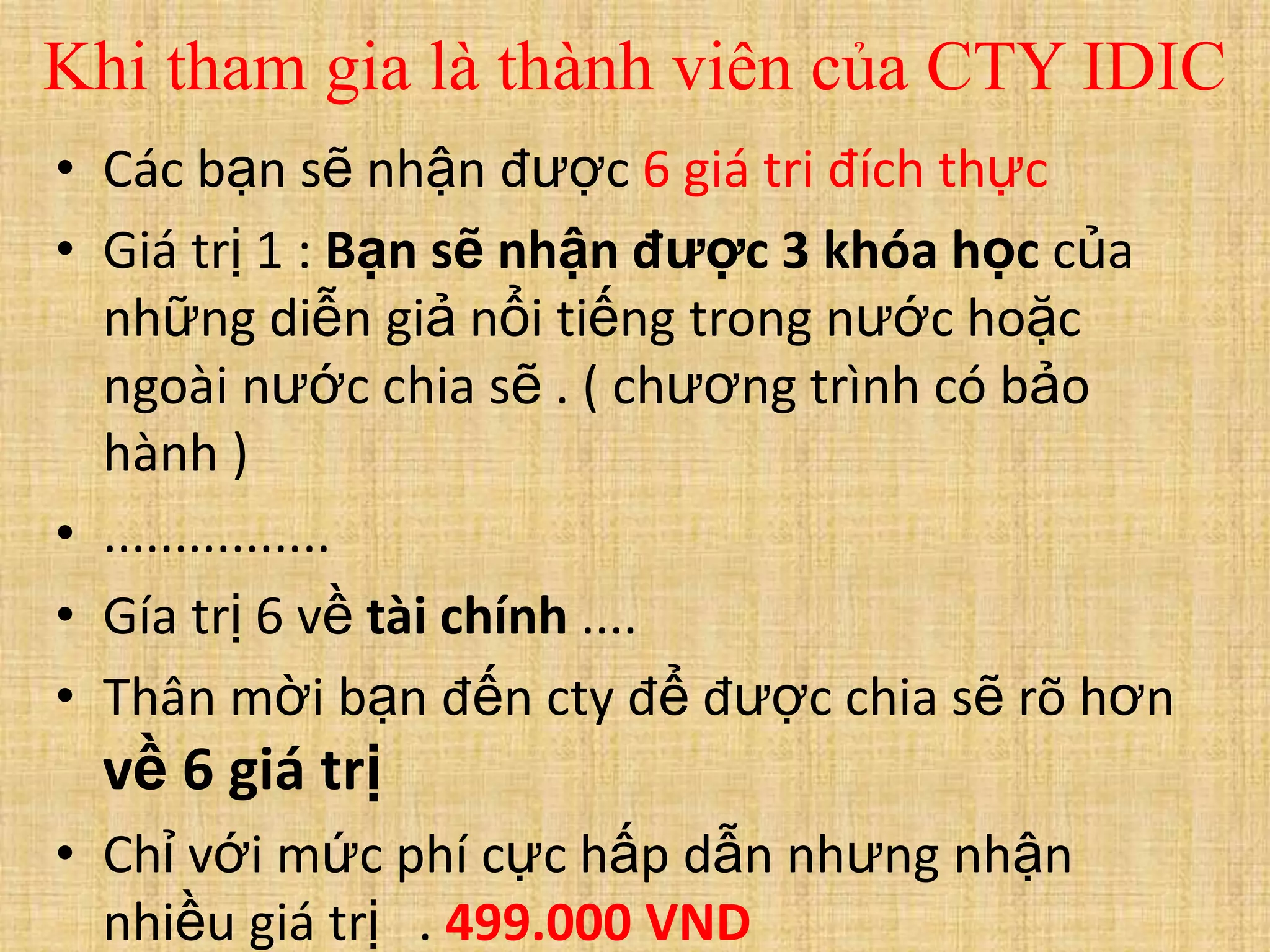 Giới thiệu IDIC - kinh doanh | PPT