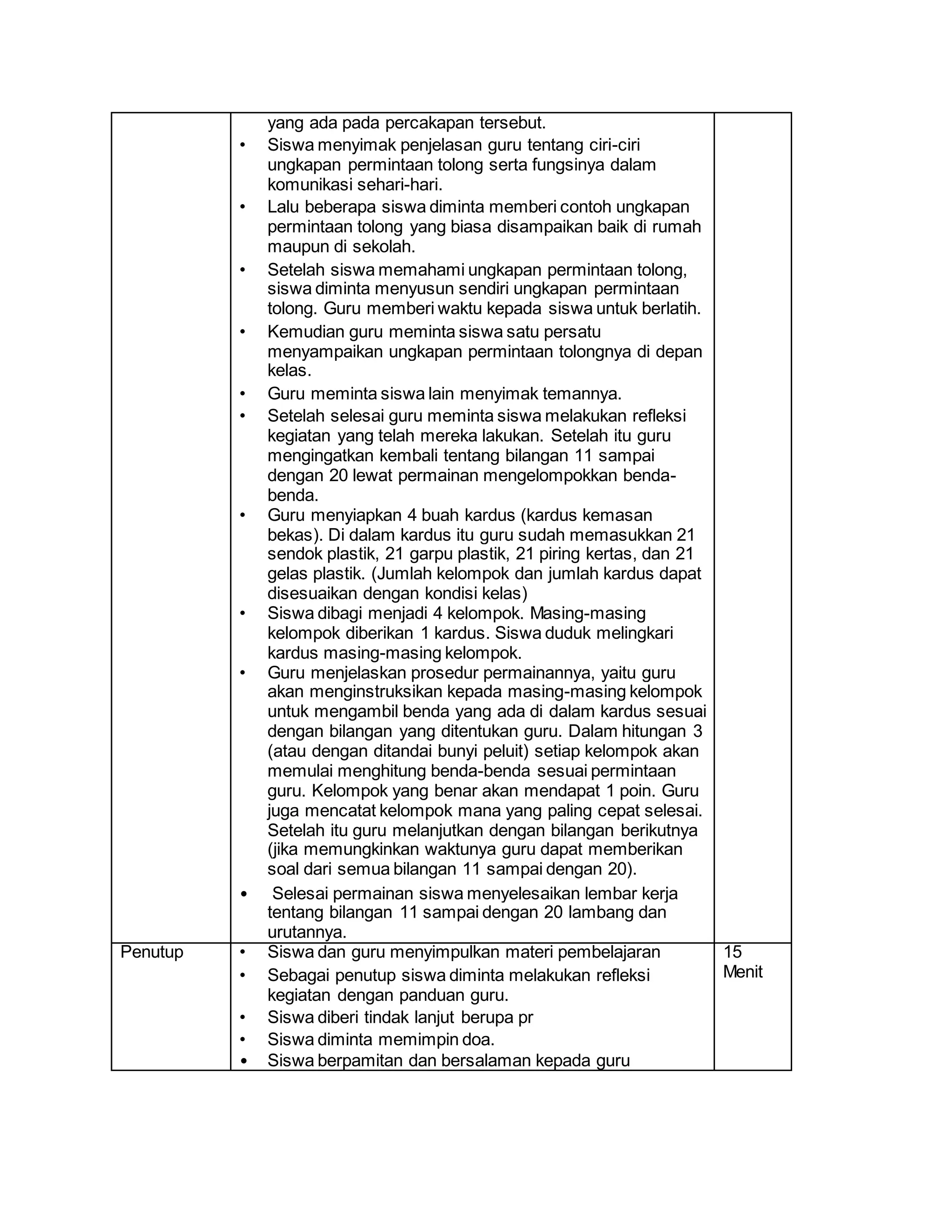 RPP SD Kelas 1 | DOCX