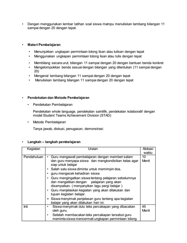 RPP SD Kelas 1 | PDF