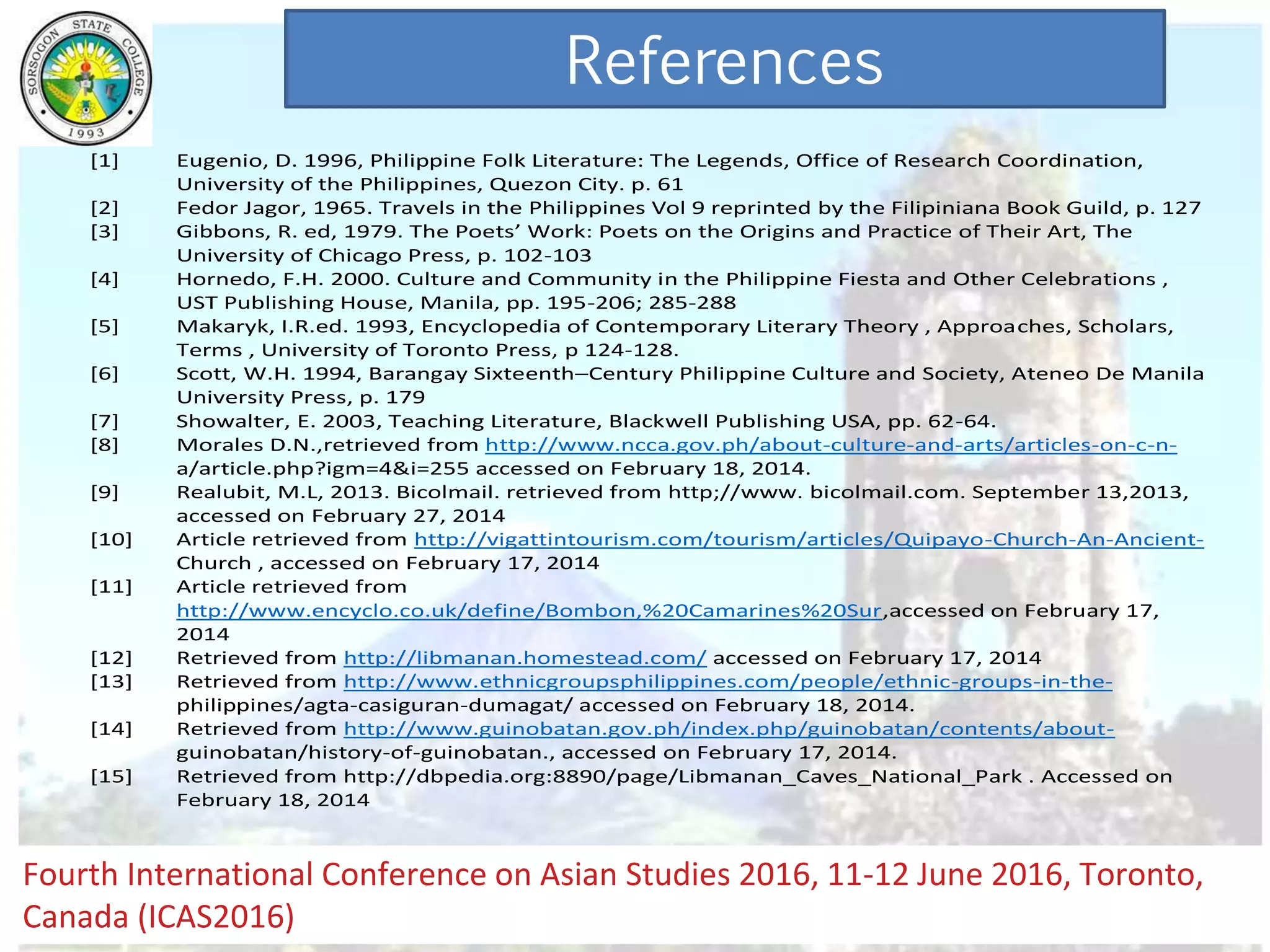 Poems on Bicol as Hispanic Heritage: Inputs in Teaching Literature as ...