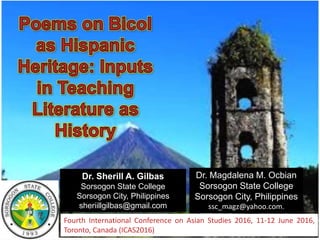 Poems on Bicol as Hispanic Heritage: Inputs in Teaching Literature as ...