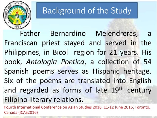 Poems on Bicol as Hispanic Heritage: Inputs in Teaching Literature as ...