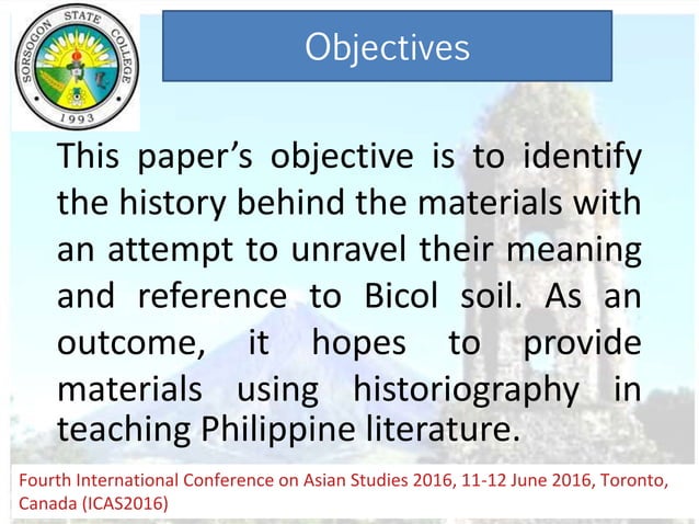 Poems on Bicol as Hispanic Heritage: Inputs in Teaching Literature as ...