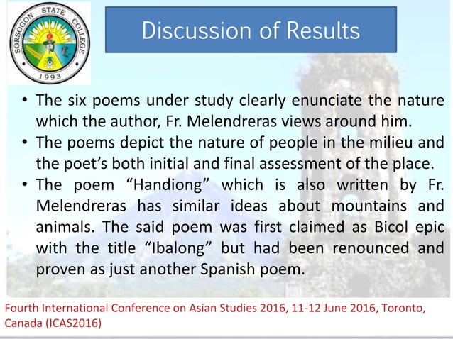 Poems on Bicol as Hispanic Heritage: Inputs in Teaching Literature as ...