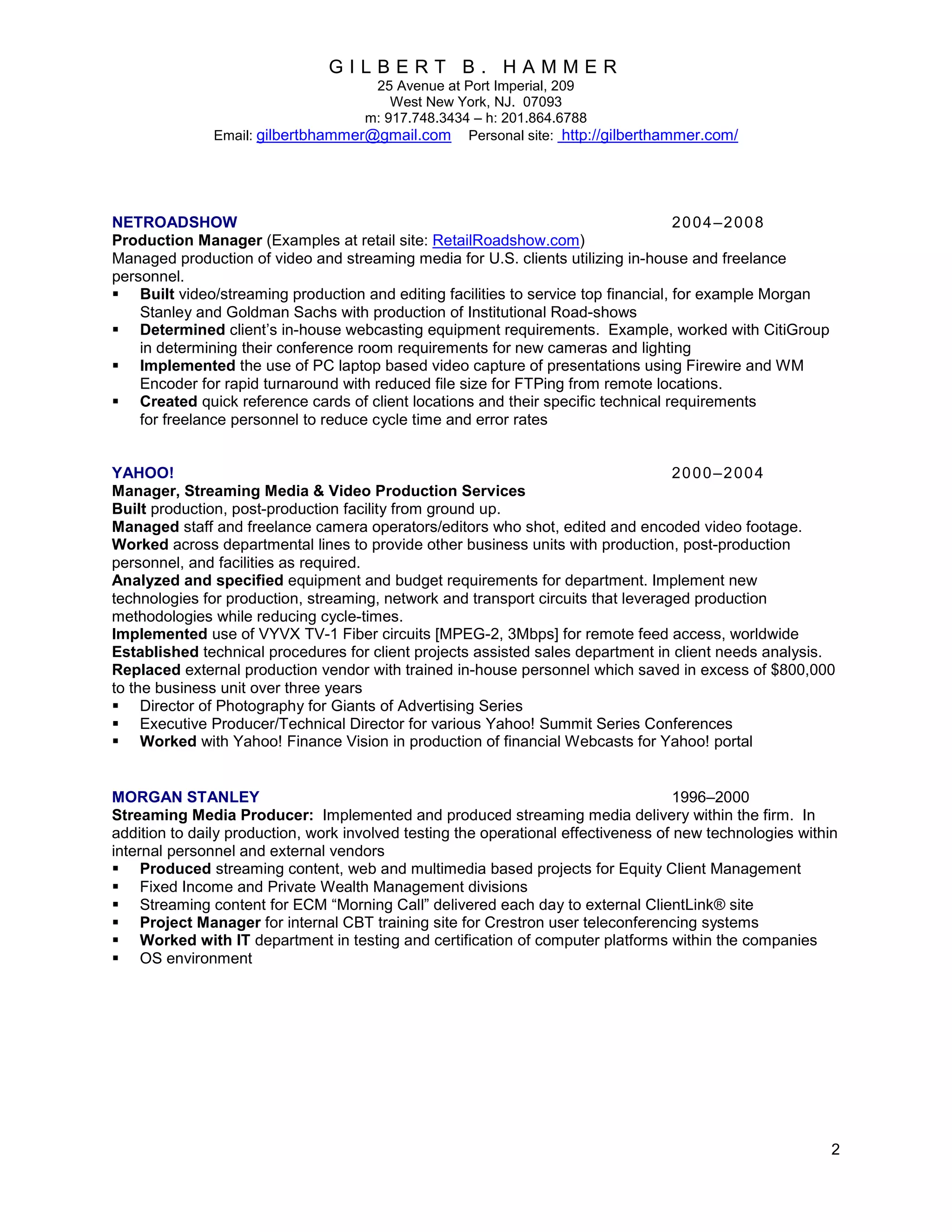 Gilbert b hammer_cv | PDF