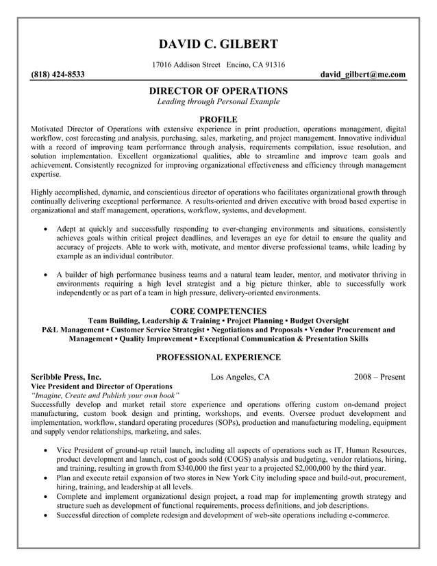 David Gilbert Resume | PDF | Business Administration | Business