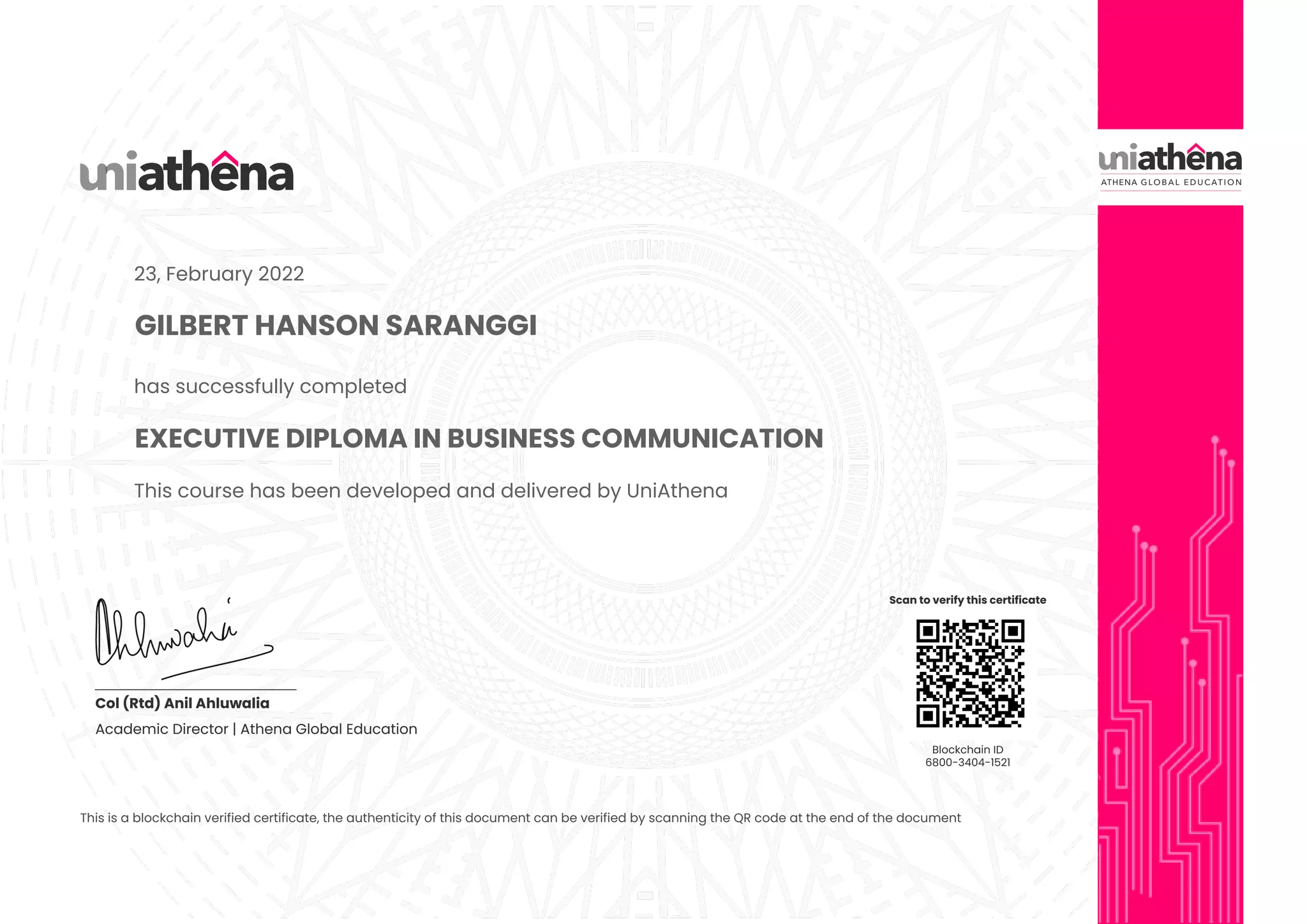 Gilbert Saranggi. ExDipBComm. | PDF