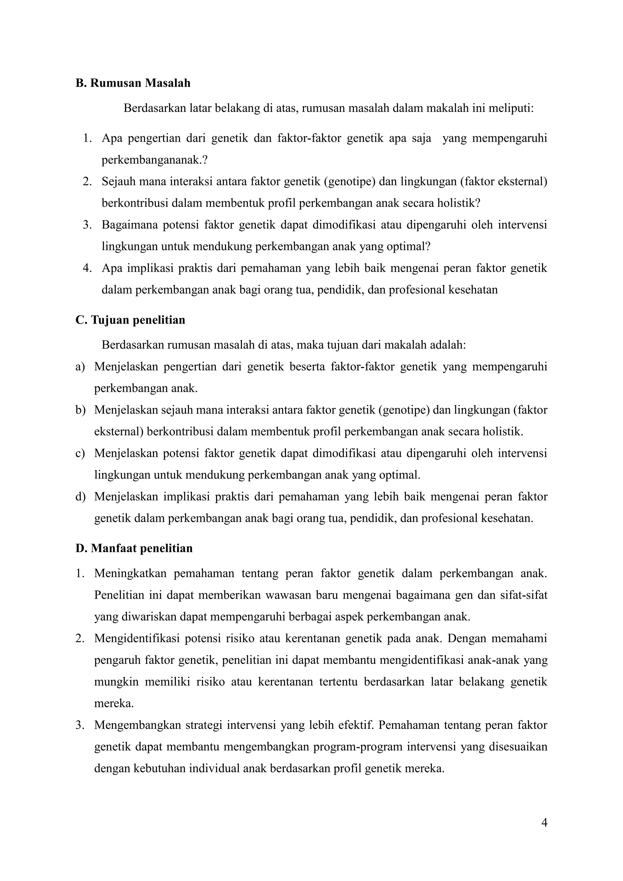 karya tulis ilmiah tentsng pengaruh faktor genetik terhadap ...