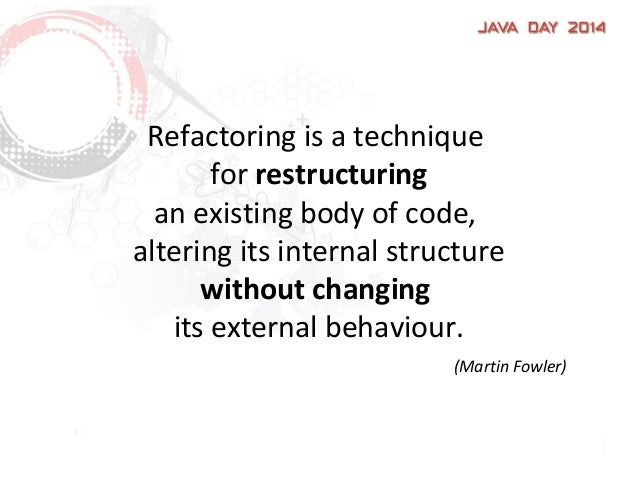 Code Refactoring Live Coding Demo Javaday 2014
