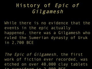 The Epic of Gilgamesh and Ancient Mesopotamia Gilgamesh history | PPT ...