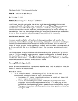 Memo Example - Crisis Approach to Management | PDF