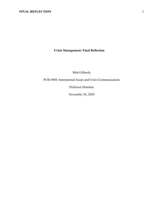 Crisis Communication - Reflection | PDF