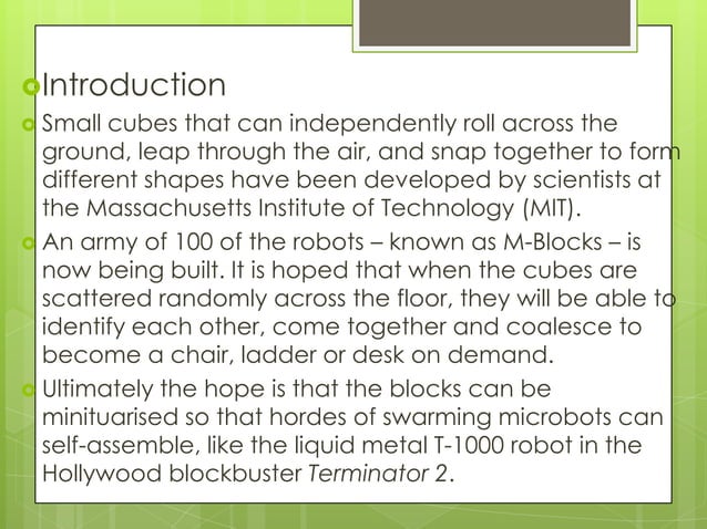M Blocks Self Assembling Robots Ppt