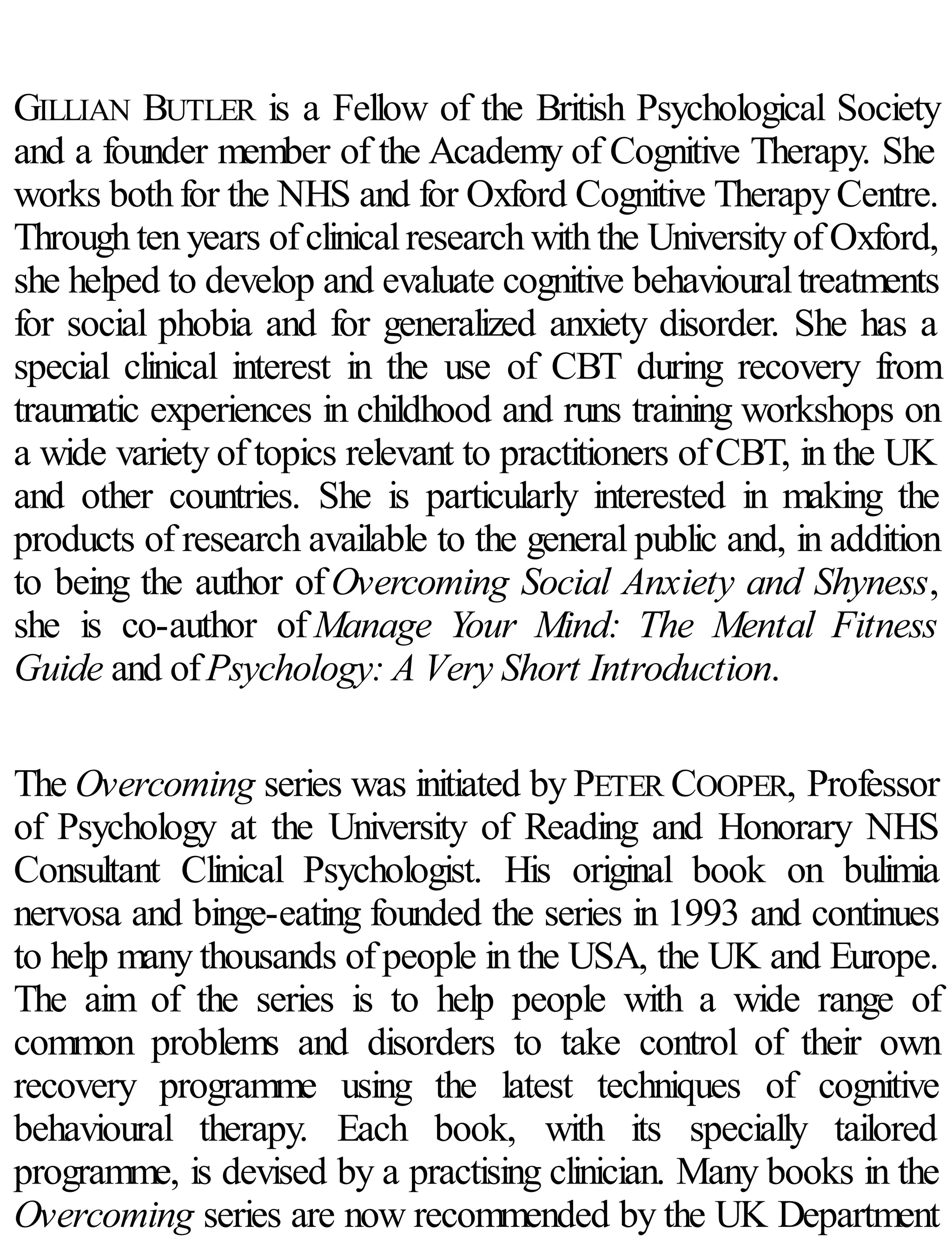 Gillian butler-overcoming-social-anxiety-shyness | PDF