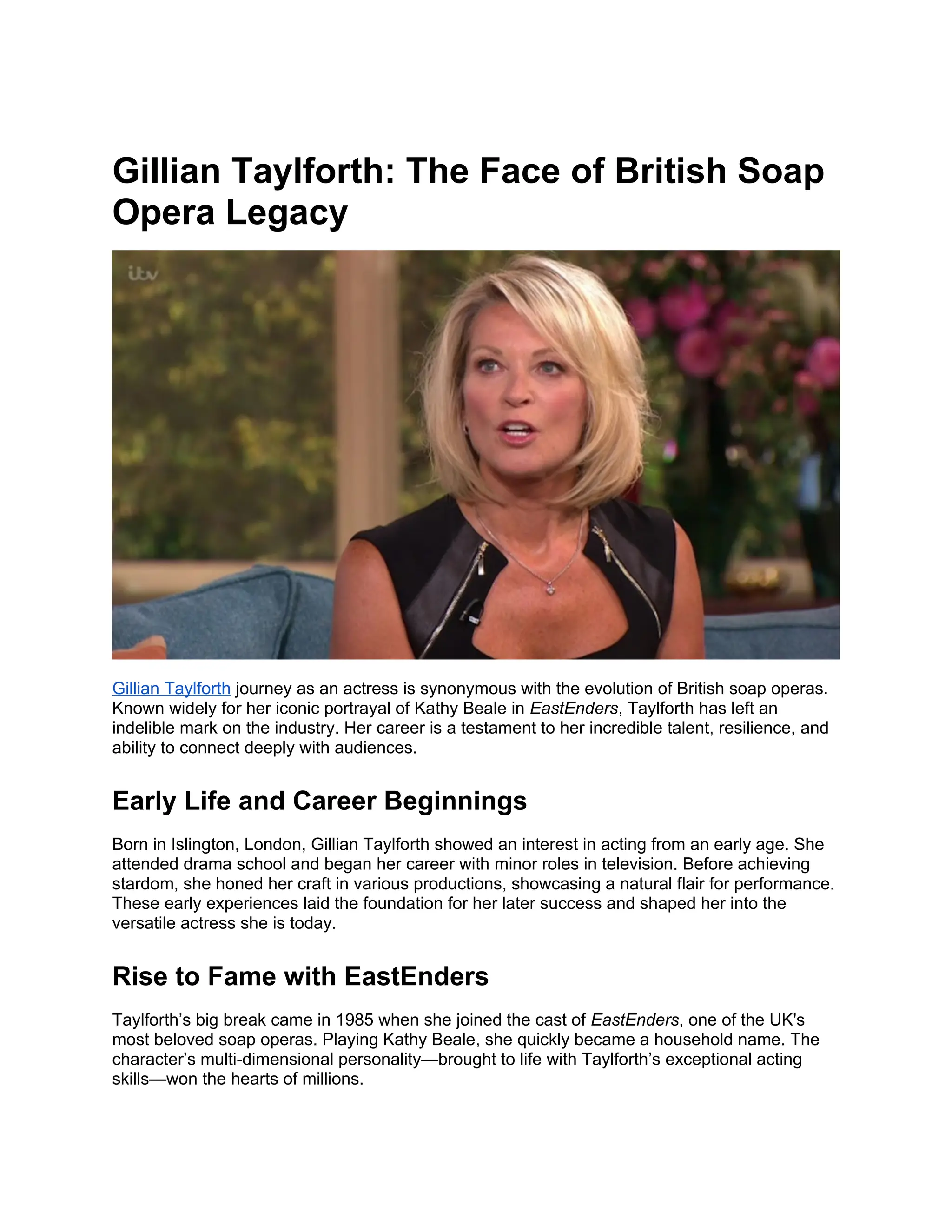 Gillian Taylforth: The Face of British Soap Opera Legacy | DOCX