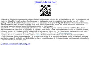 Gilman Scholarship Essay