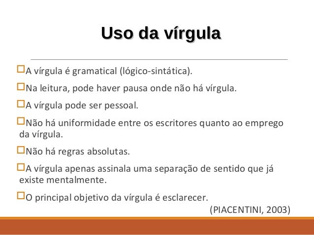 Uso da vírgula