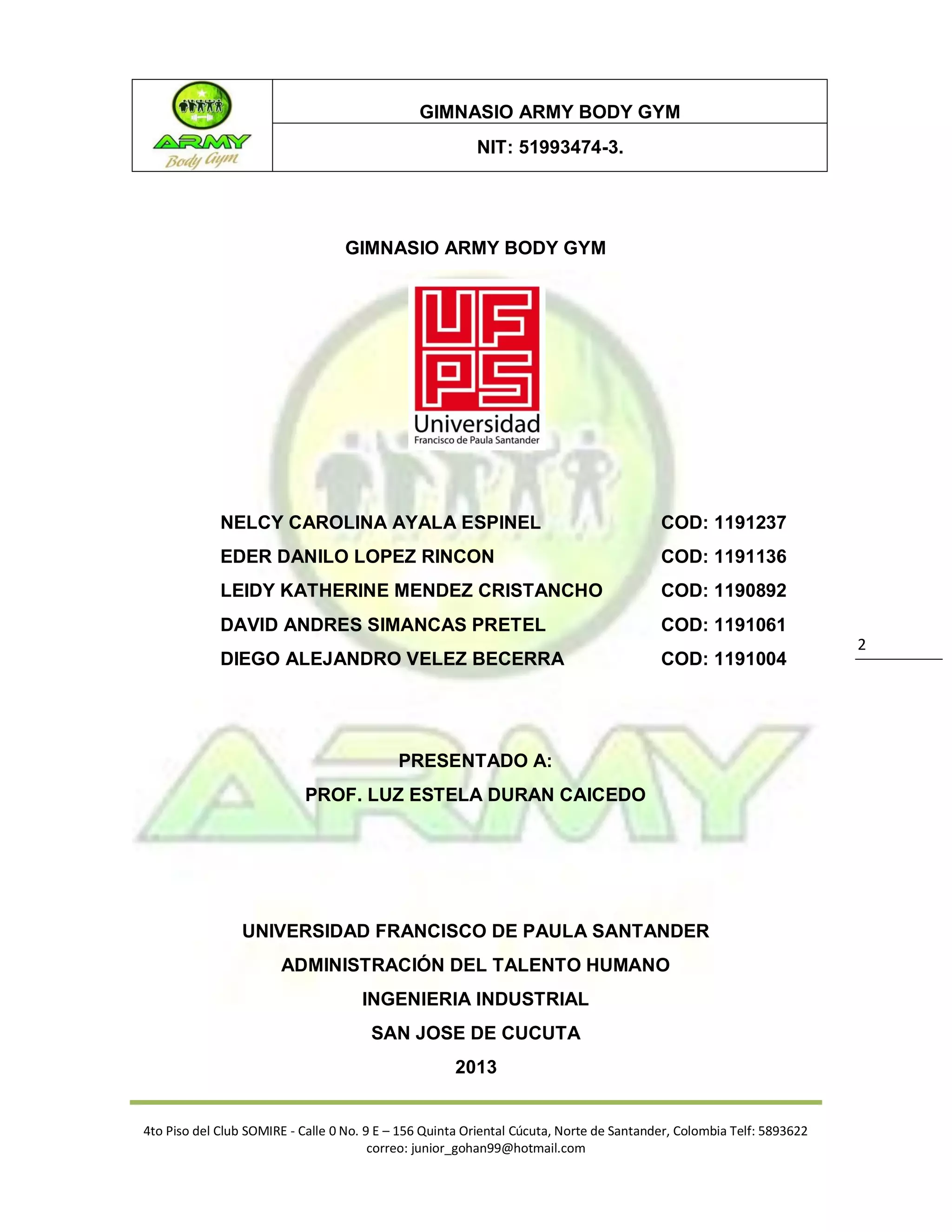 Gimnasio army body gym final (1) | PDF