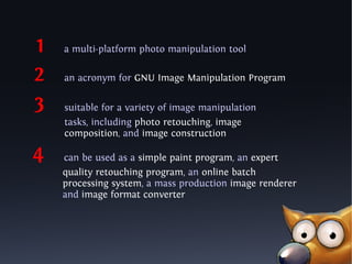 GIMP - A Free Software Graphic Application | PDF | Shareware and Freeware | Computer Software ...