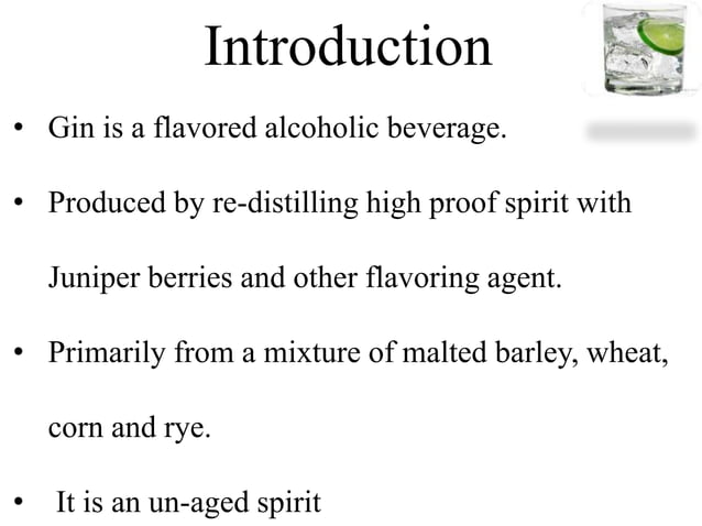 Gin | PPTX | Alcoholic Beverages | Food & Drink
