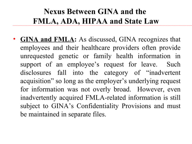 GINA - Genetic Information Nondiscrimination Act | PPT