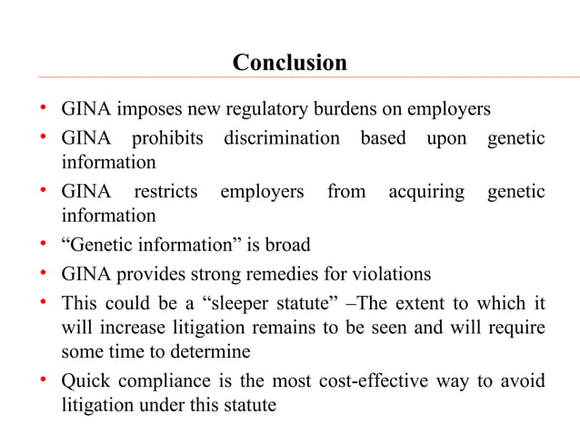 GINA - Genetic Information Nondiscrimination Act | PPT
