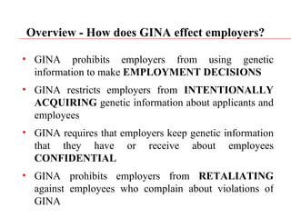 GINA - Genetic Information Nondiscrimination Act | PPT