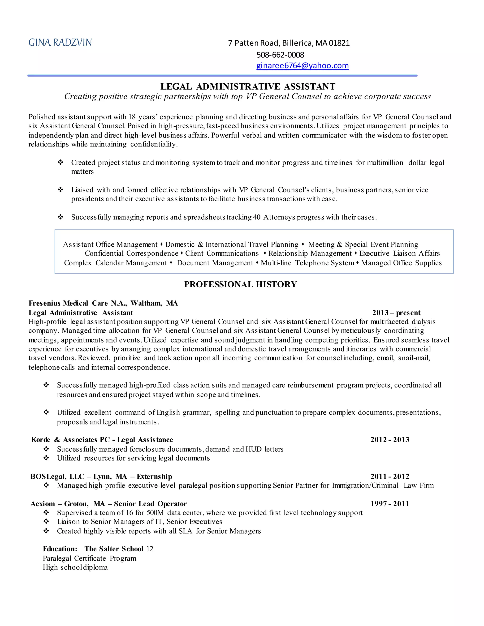 Gina radzvin resume new | DOCX