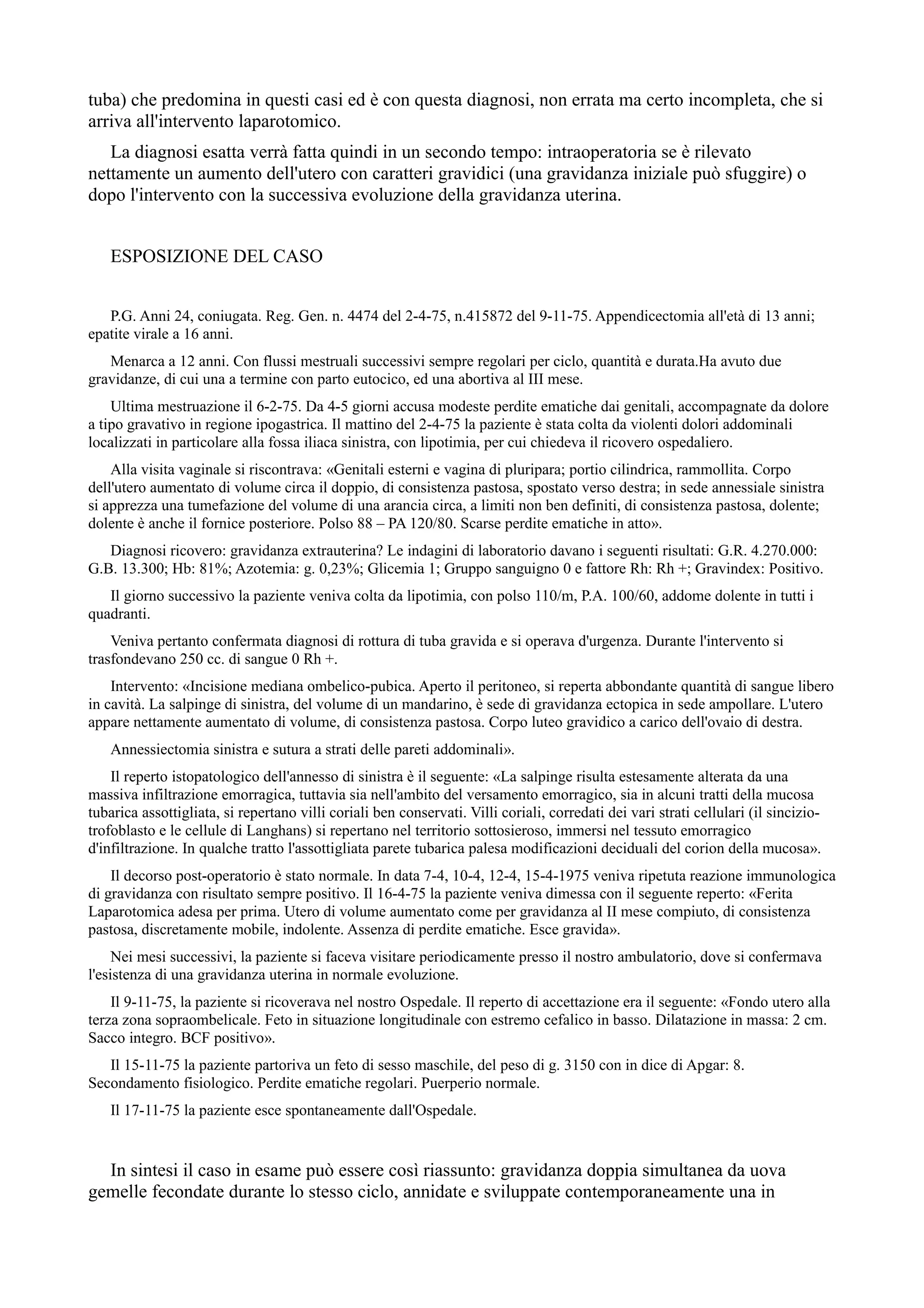 Ginecologo Luigi Langella sulla gravidanza simultanea | PDF