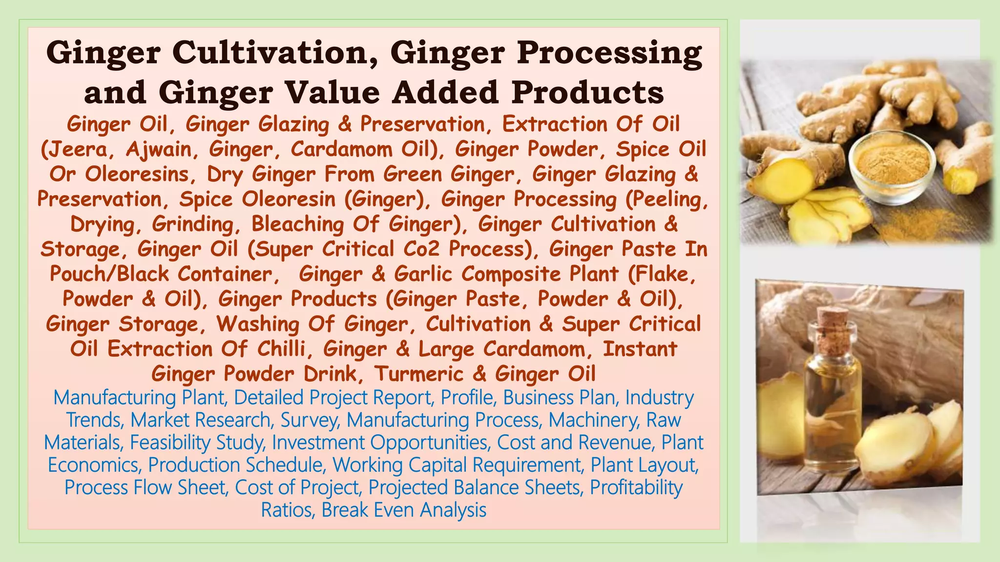 Ginger Cultivation, Ginger Processing and Ginger Value Added Products ...